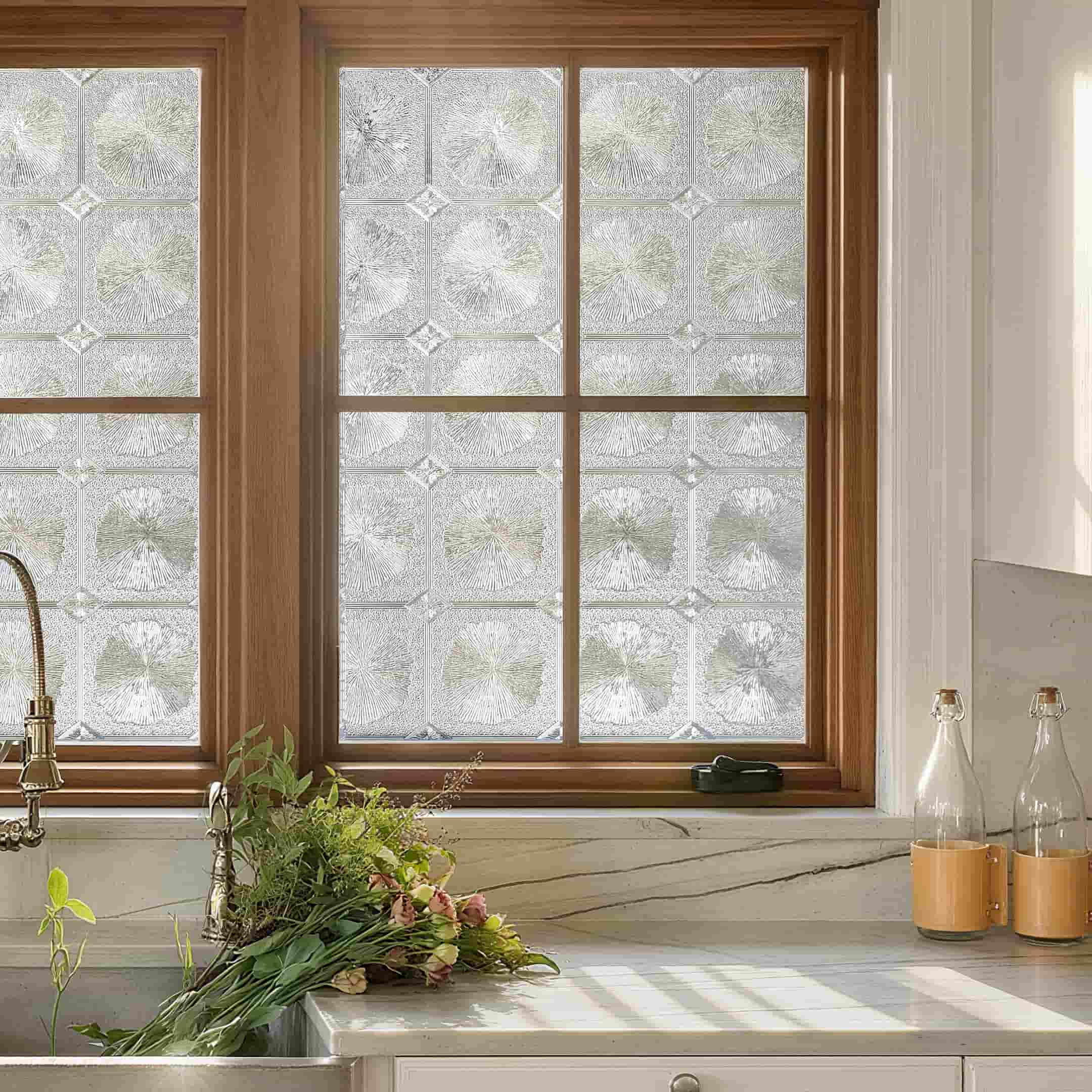 Lotus Leaf 3D Stained Glass Window Film | Decorative & Privacy Window ...