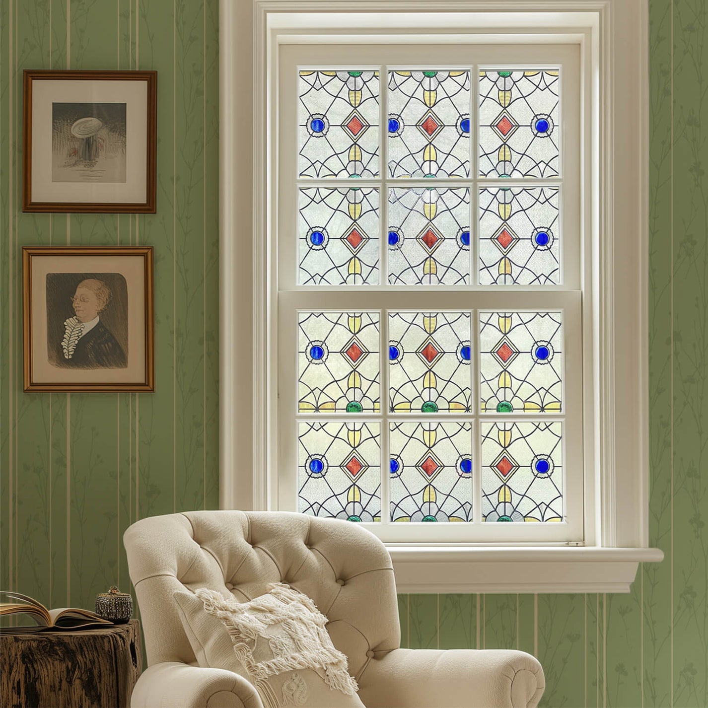 Jewels 3D Stained Glass Window Film | Static Cling Decorative Window ...