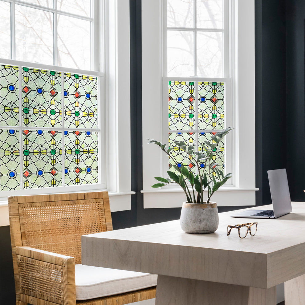 Jewels 3D Stained Glass Window Film | Static Cling Decorative Window ...